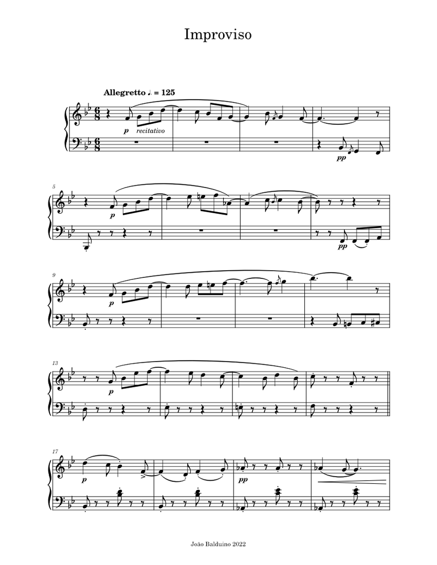 Improviso Sheet Music for Piano (Solo) | MuseScore.com