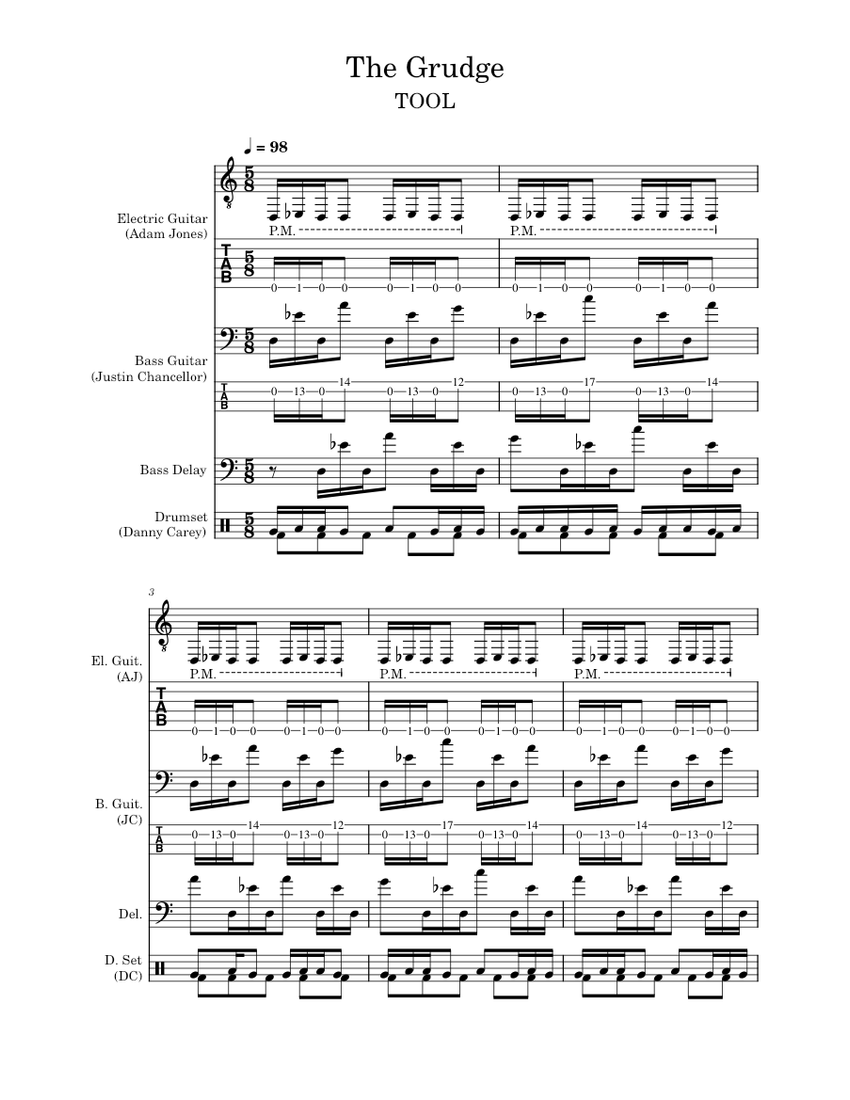 The Grudge – TOOL Sheet music for Tambourine, Guitar, Bass guitar, Drum ...