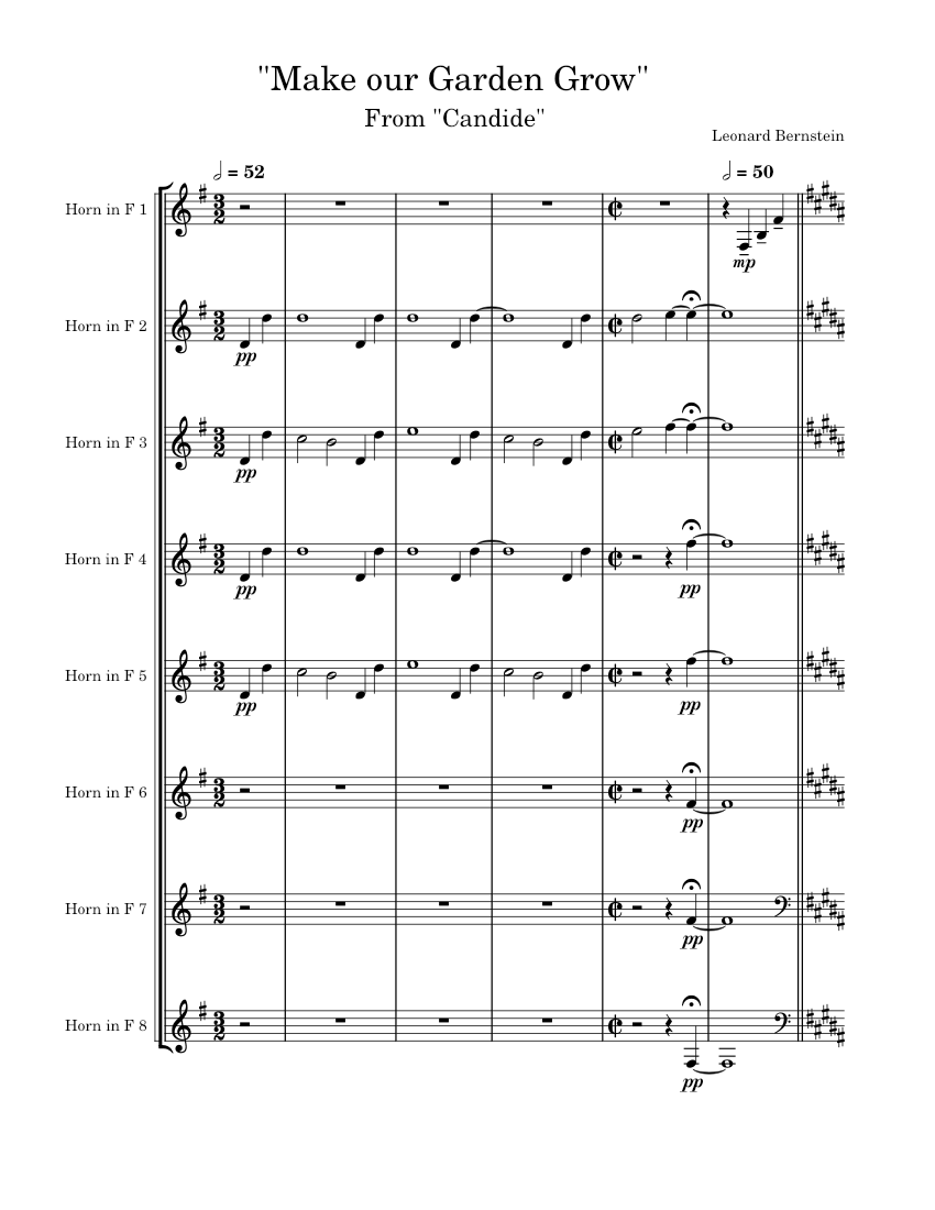 Make Our Garden Grow – Leonard Bernstein Sheet music for French horn ...
