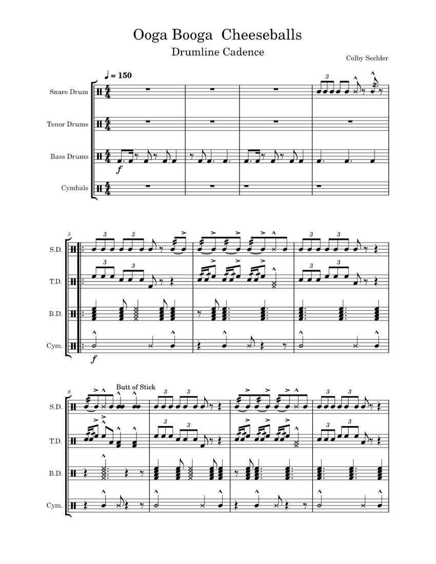 Ooga_Booga_Cheeseballs Sheet music for Snare drum, Crash, Tenor drum ...