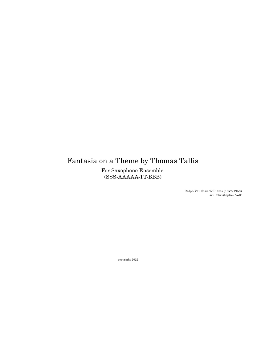 Fantasia on a Theme by Thomas Tallis – Ralph Vaughan Williams ...