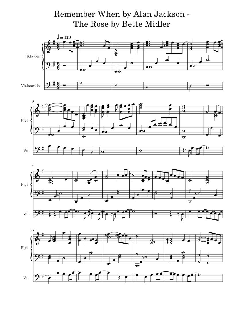 Remember When by Alan Jackson - The Rose by Bette Midler Sheet Music ...