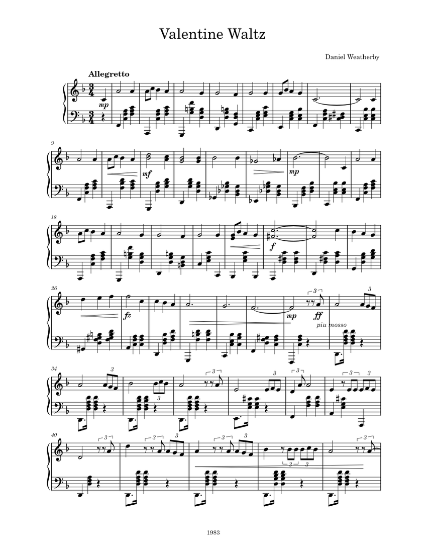 Valentine Waltz Sheet Music for Piano (Solo) | MuseScore.com