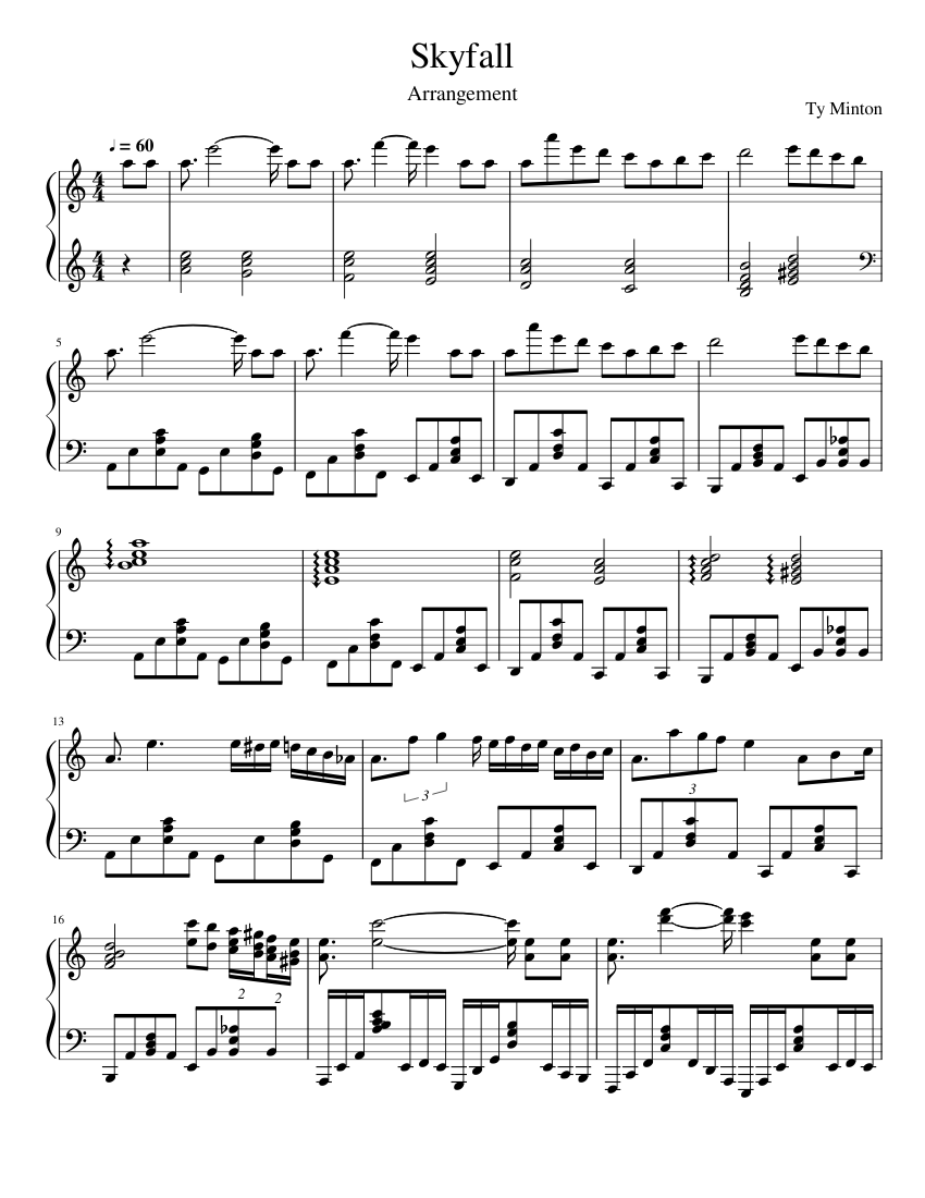 Skyfall (Arrangement) Sheet music for Piano (Solo) | Musescore.com