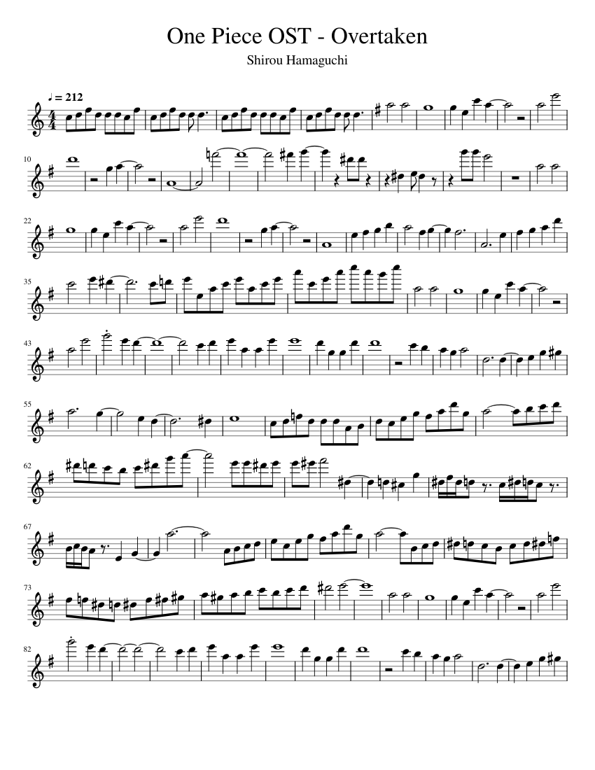 One Piece OST - Overtaken Sheet Music for Flute (Solo) | MuseScore.com