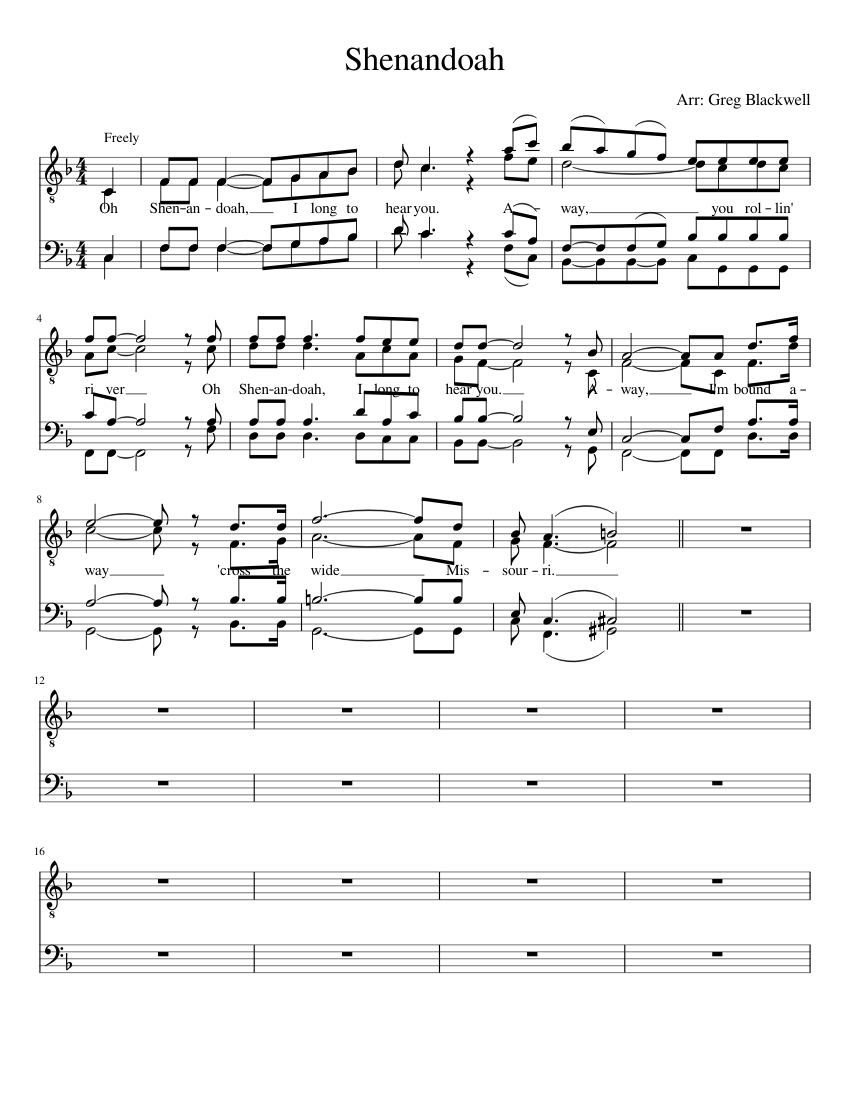 Shenandoah Sheet music for Piano (Solo) Easy | Musescore.com