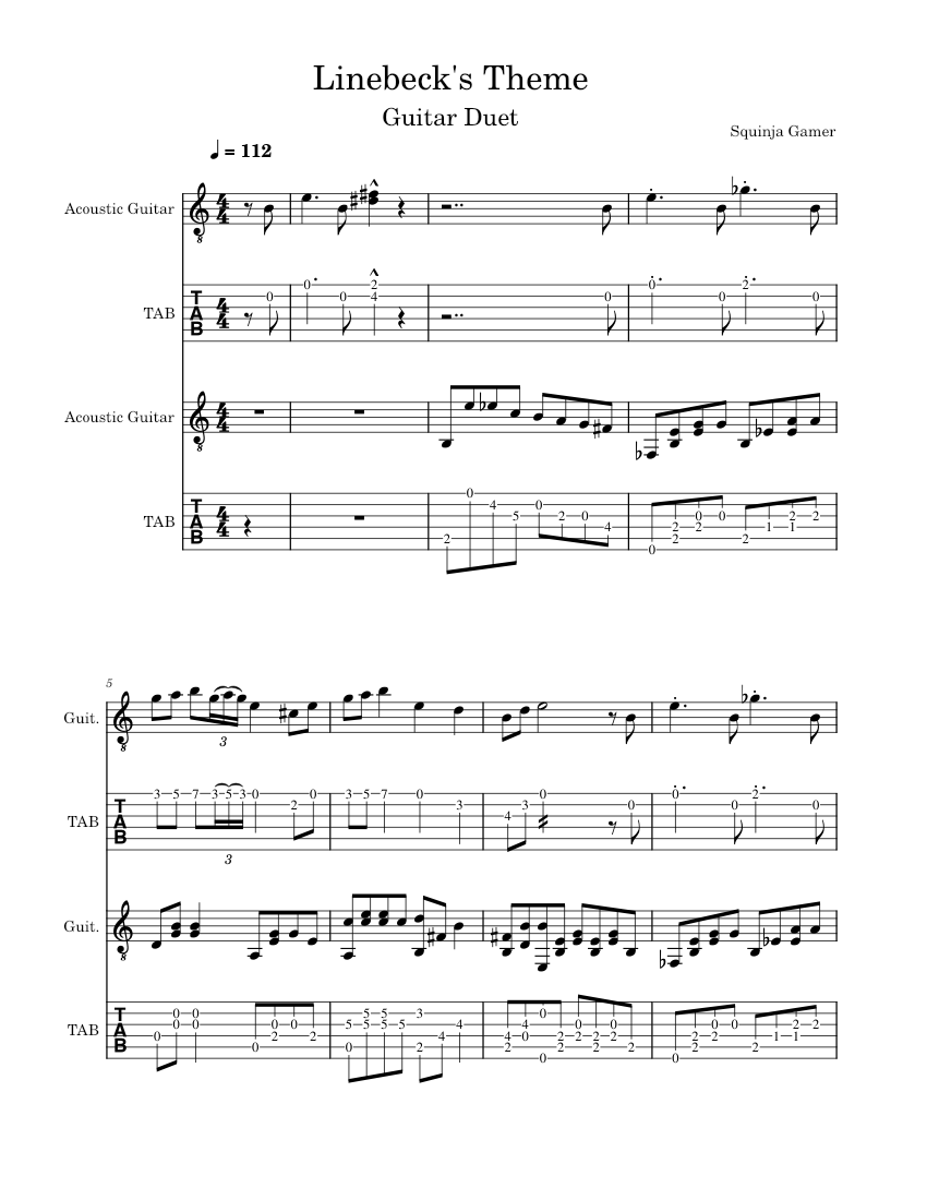 Linebeck's Theme Sheet music for Guitar (Mixed Quartet) | Musescore.com