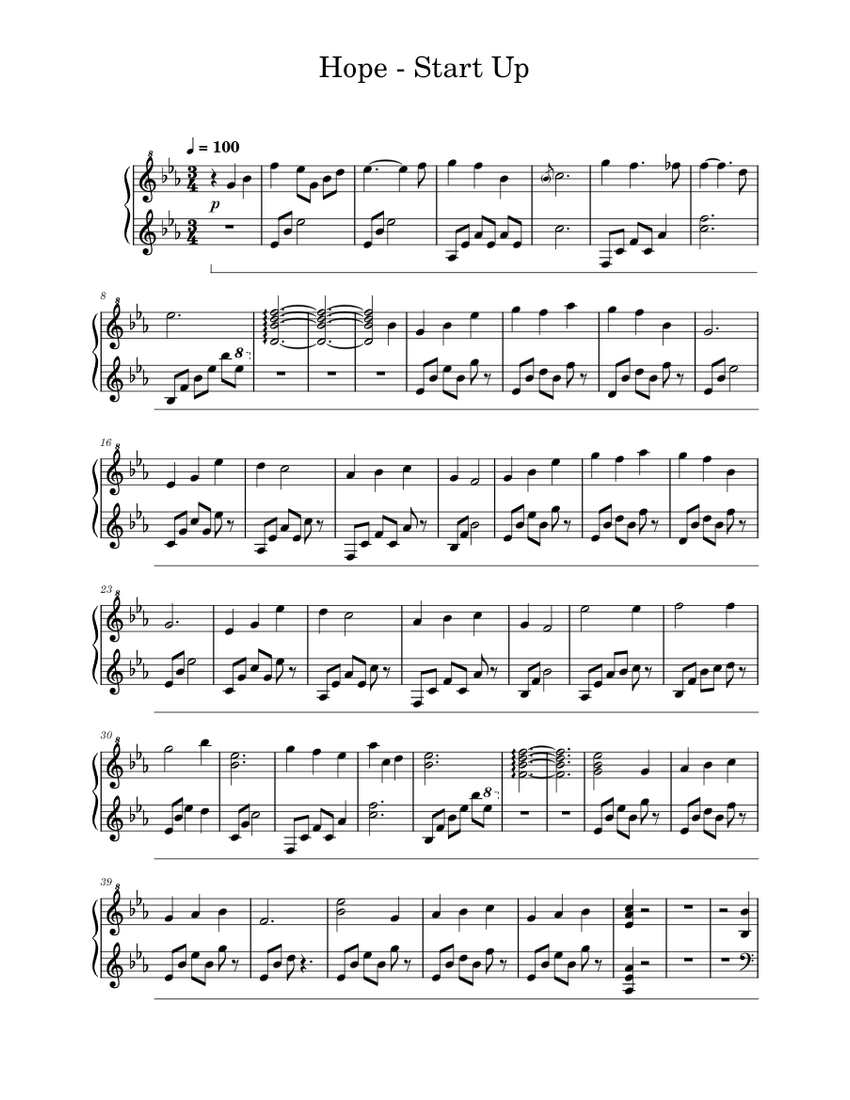 Hope - Start Up Sheet Music for Piano (Solo) Easy | MuseScore.com