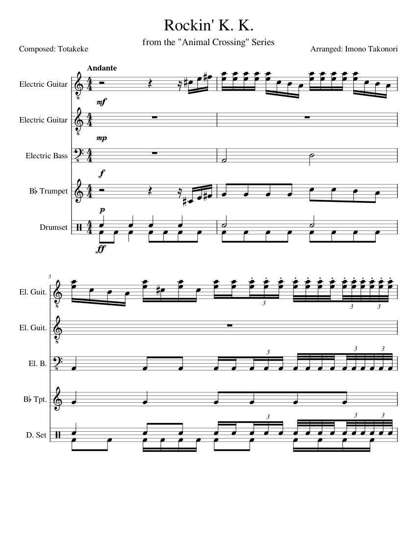 Animal Crossing - Rockin' K. K. – Misc Computer Games Sheet music for ...