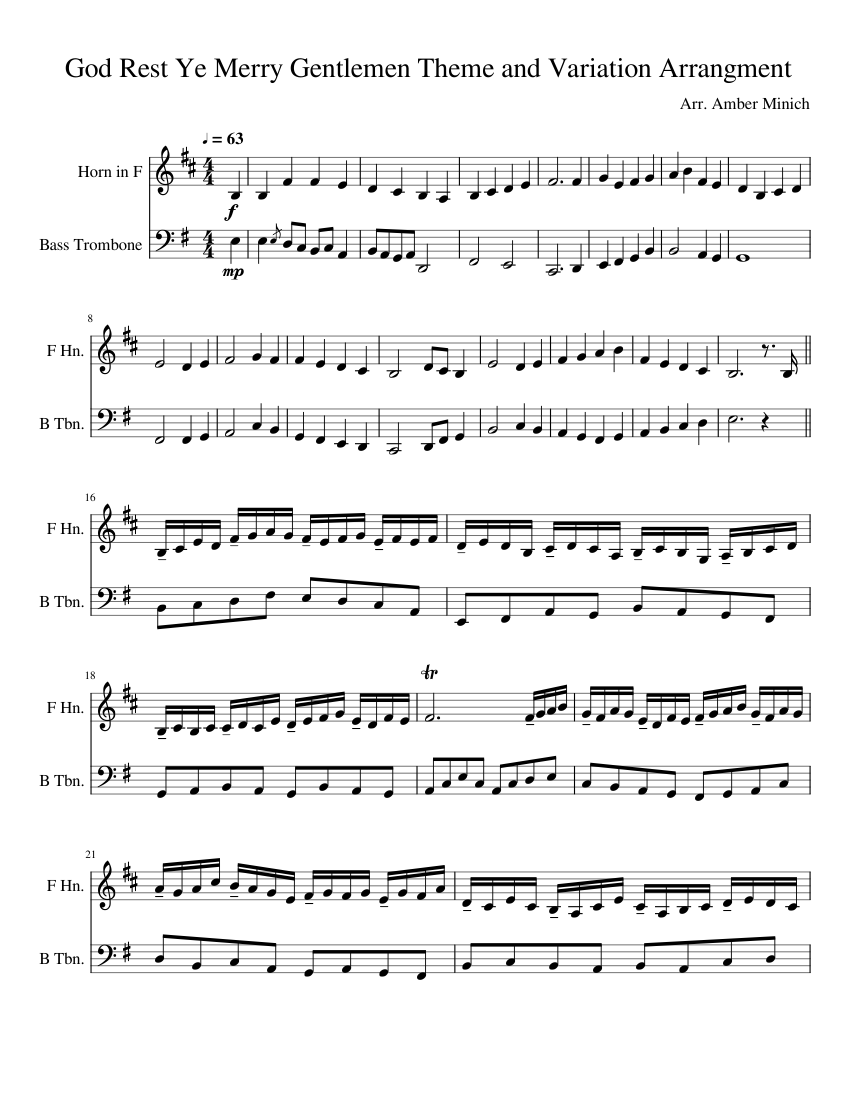 God Rest Ye Merry Gentlemen Theme and Variation Arrangment Sheet music ...