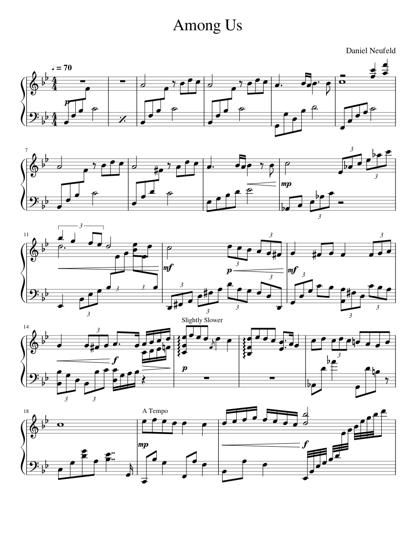 Among Us Sheet Music for Piano (Solo) | MuseScore.com