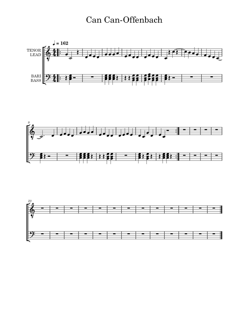 Can Can Sheet music for Tenor, Bass voice (Men’s Choir) | Musescore.com