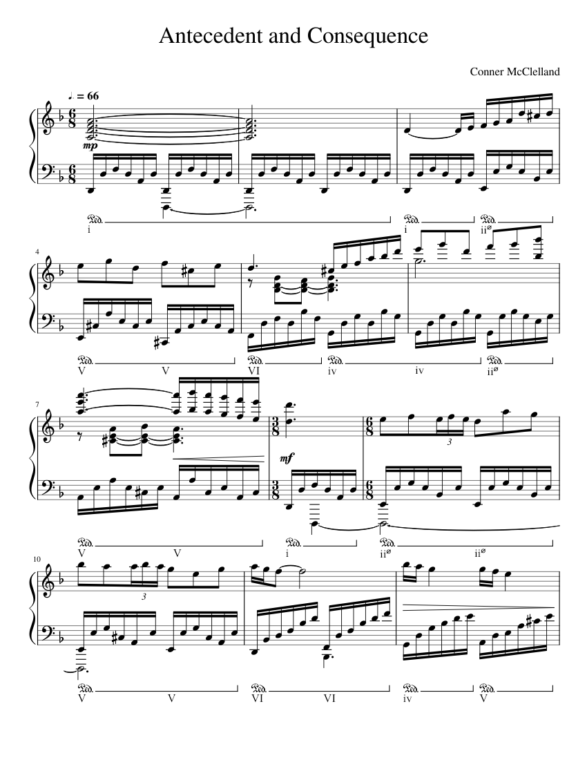 Antecedent and Consequence Sheet Music with Chords for Piano (Solo ...