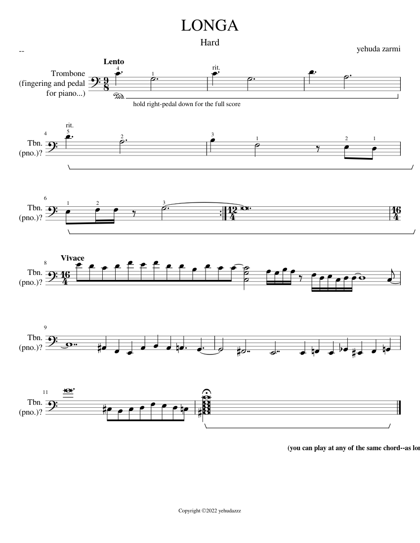 longa advanced (trumpet) Sheet music for Trombone (Solo) | Musescore.com