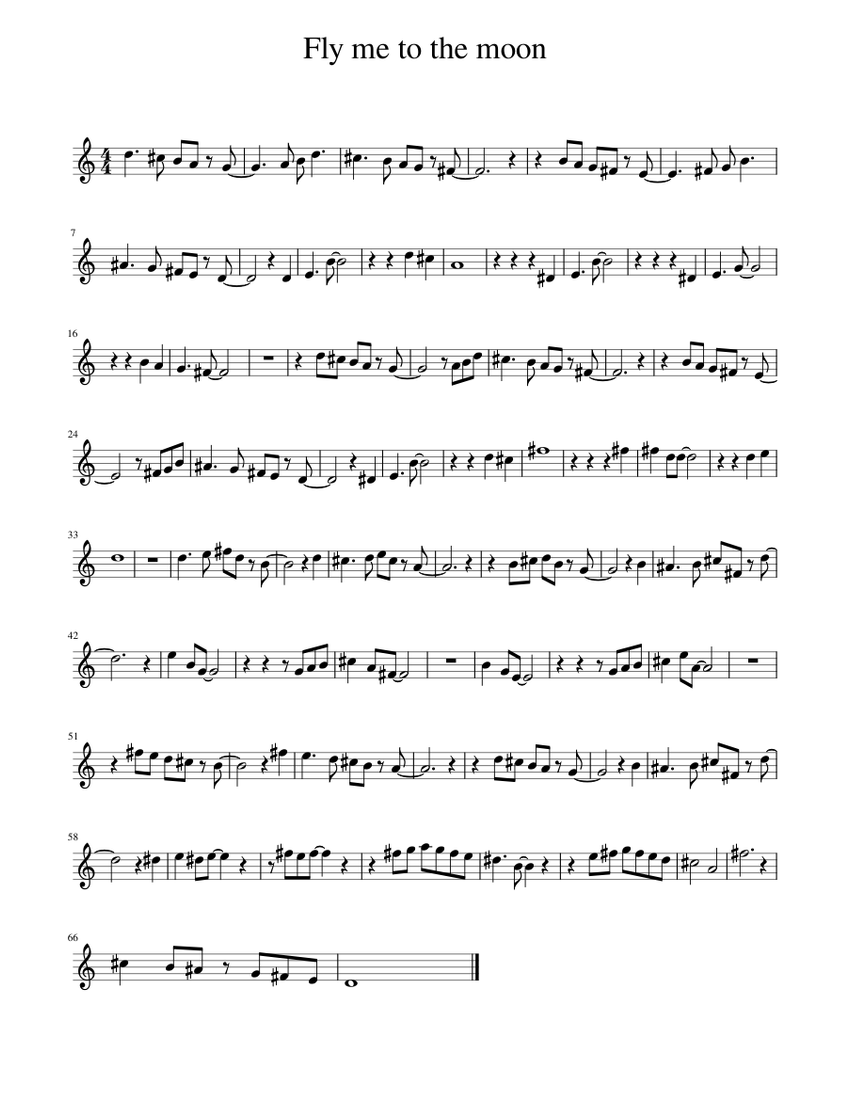 Fly me to the moon A.Sax solo Sheet Music for Saxophone alto (Solo ...