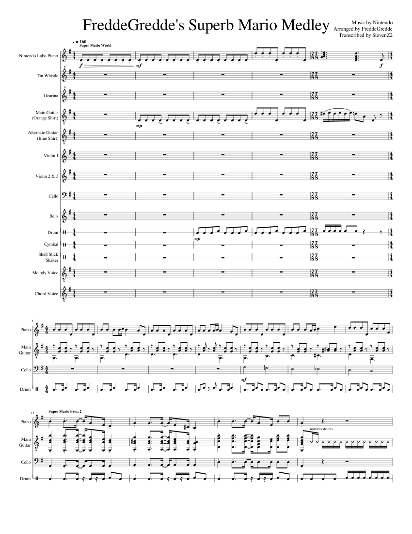 FreddeGredde's Superb Mario Medley Sheet Music for Piano, Vocals ... FreddeGredde's Superb Mario Medley Sheet Music for Piano, Vocals ...