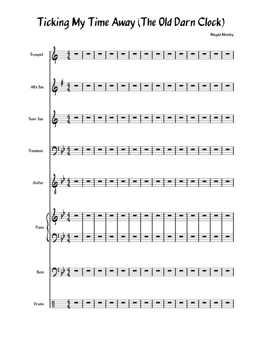 Ticking My Time Away (The Old Darn Clock) - Magda. M Sheet Music for ...