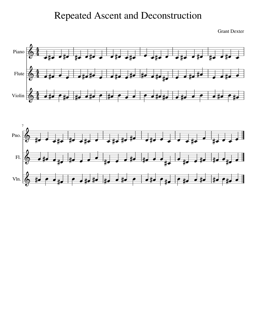 Repeated Ascent and Deconstruction Sheet music for Piano, Flute, Violin ...
