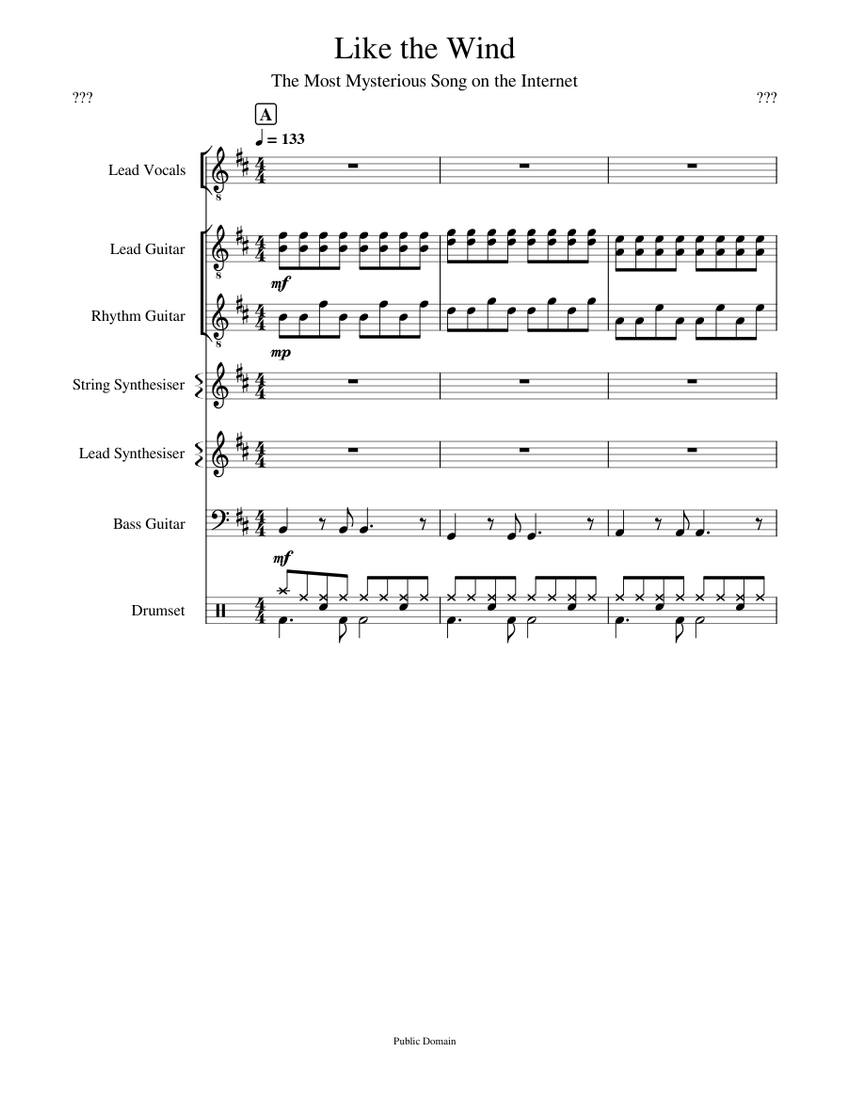 Like The Wind - The Most Mysterious Song on the Internet Sheet music ...