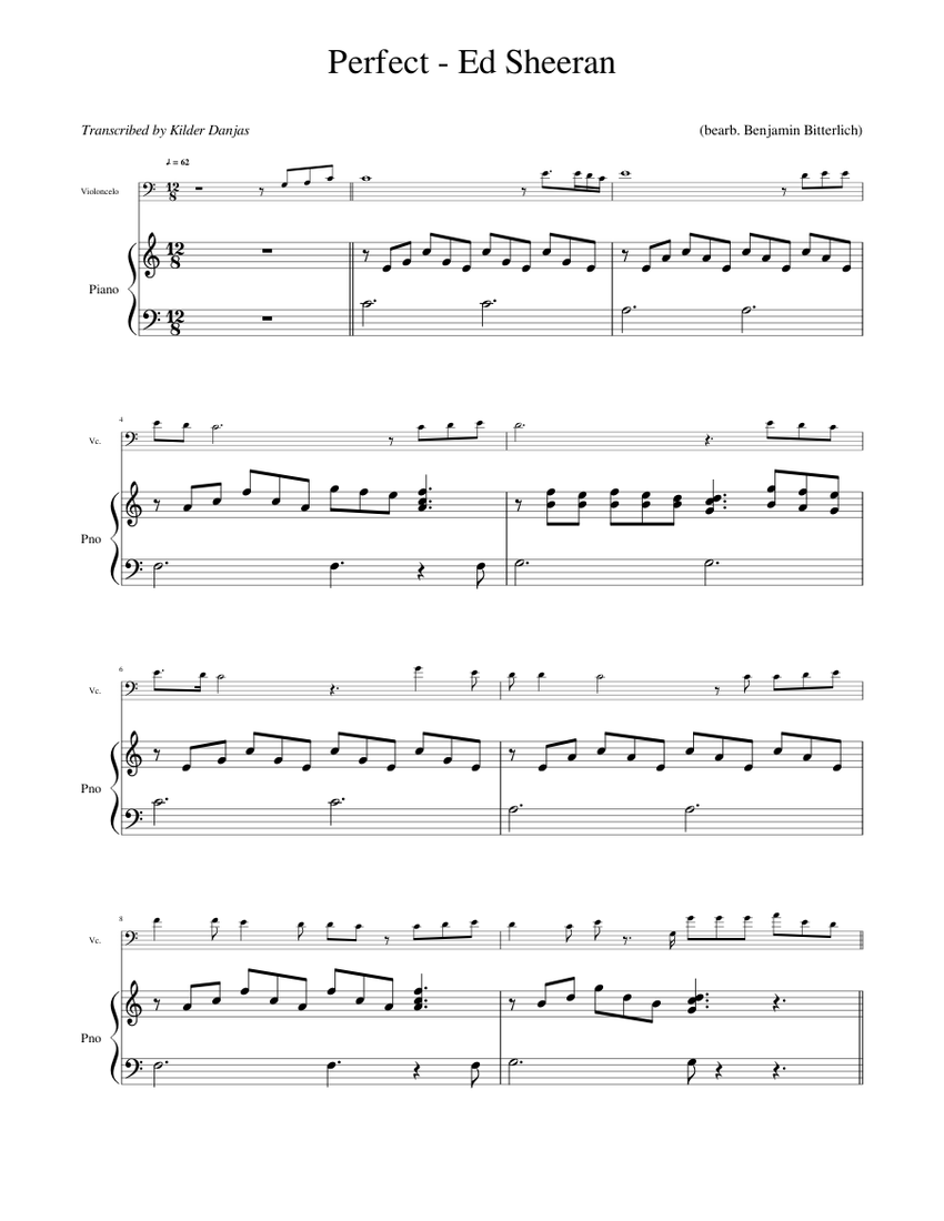 Perfect - Ed Sheeran Sheet music for Piano, Cello (Solo) | Musescore.com