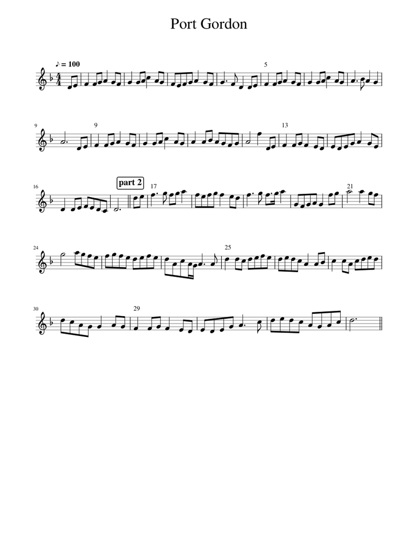 Port Gordon Sheet Music for Piano (Solo) Easy | MuseScore.com