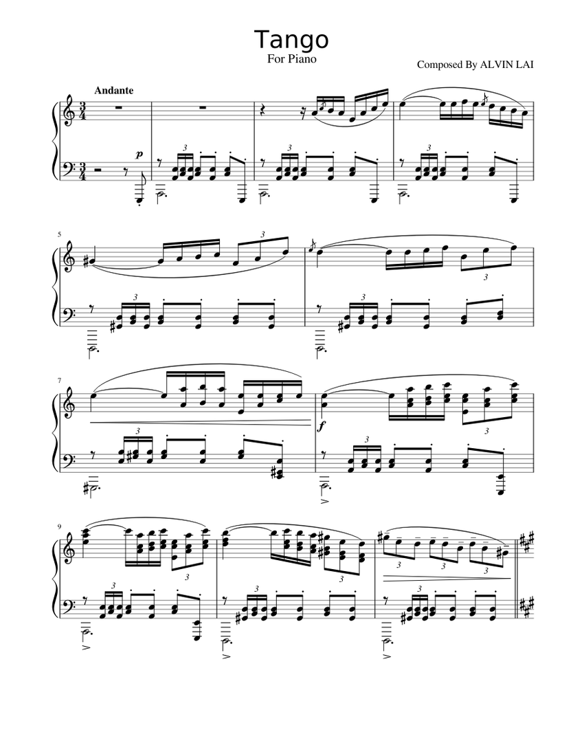 Tango for Piano Sheet music for Piano (Solo) | Musescore.com
