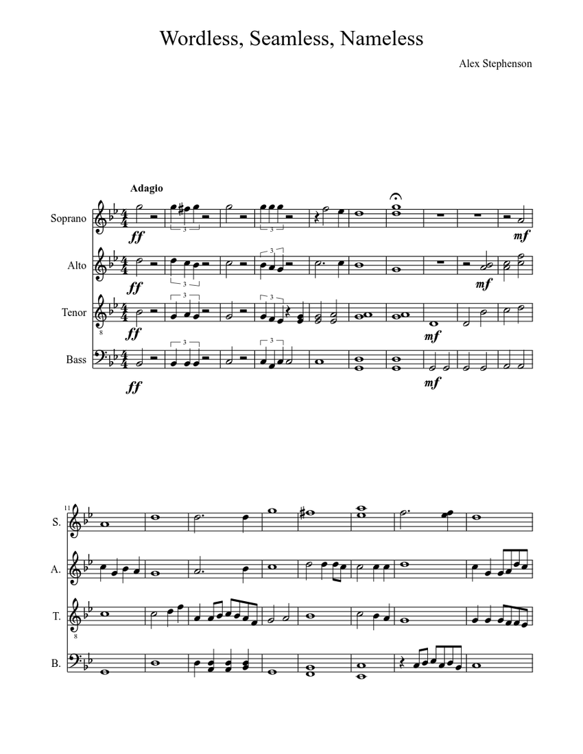 Wordless, Seamless, Nameless Sheet music for Bass guitar (Solo ...