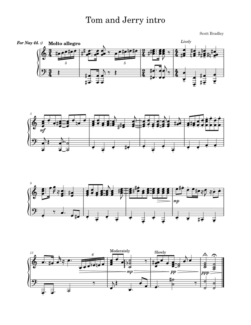 Tom and Jerry intro Sheet music for Piano (Solo) | Musescore.com