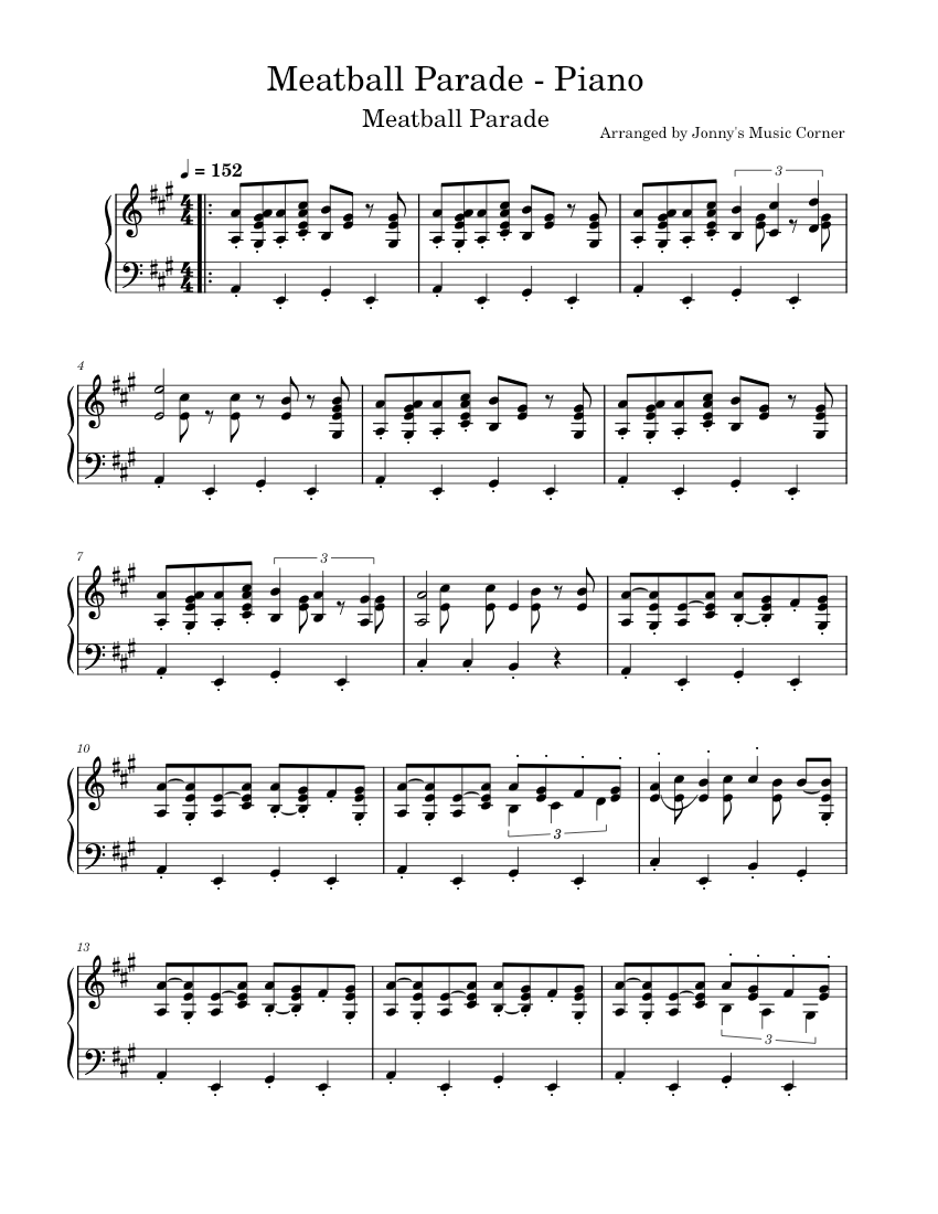 Meatball Parade – Piano Sheet music for Piano (Solo) | Musescore.com