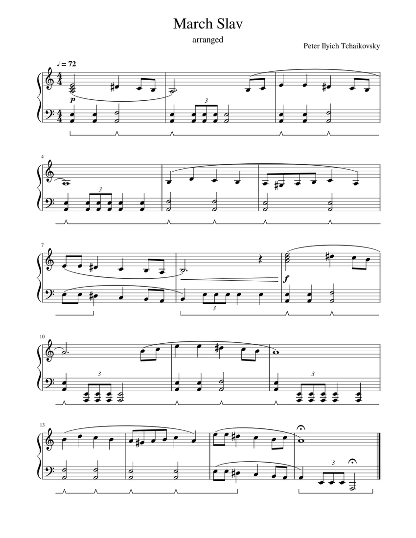 March Slav Sheet Music for Piano (Solo) Easy | MuseScore.com