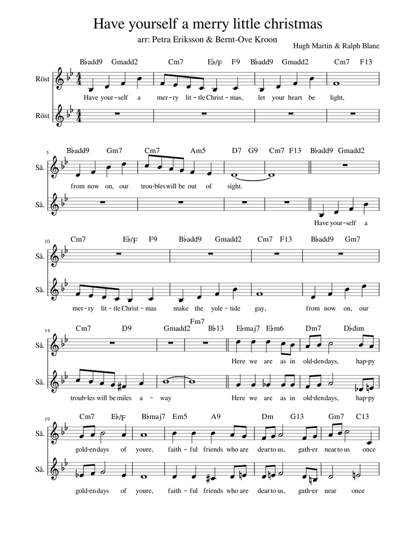 Have yourself a merry little christmas song duet Sheet Music with ...