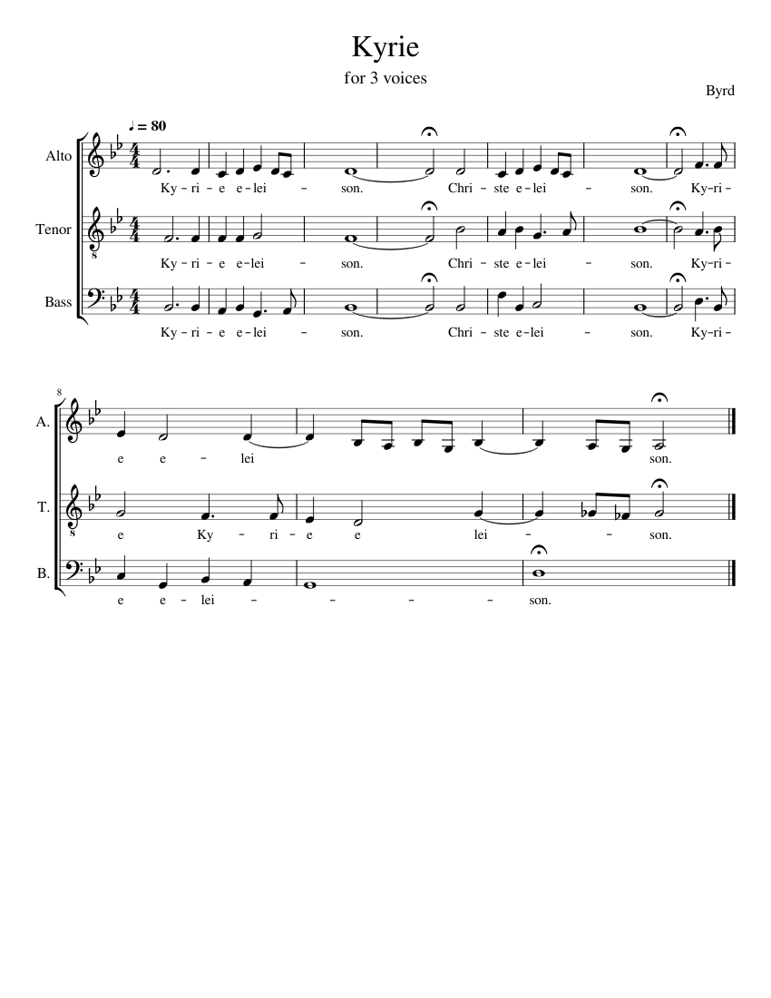 Kyrie Sheet music for Alto, Tenor, Bass voice (Choral) | Musescore.com