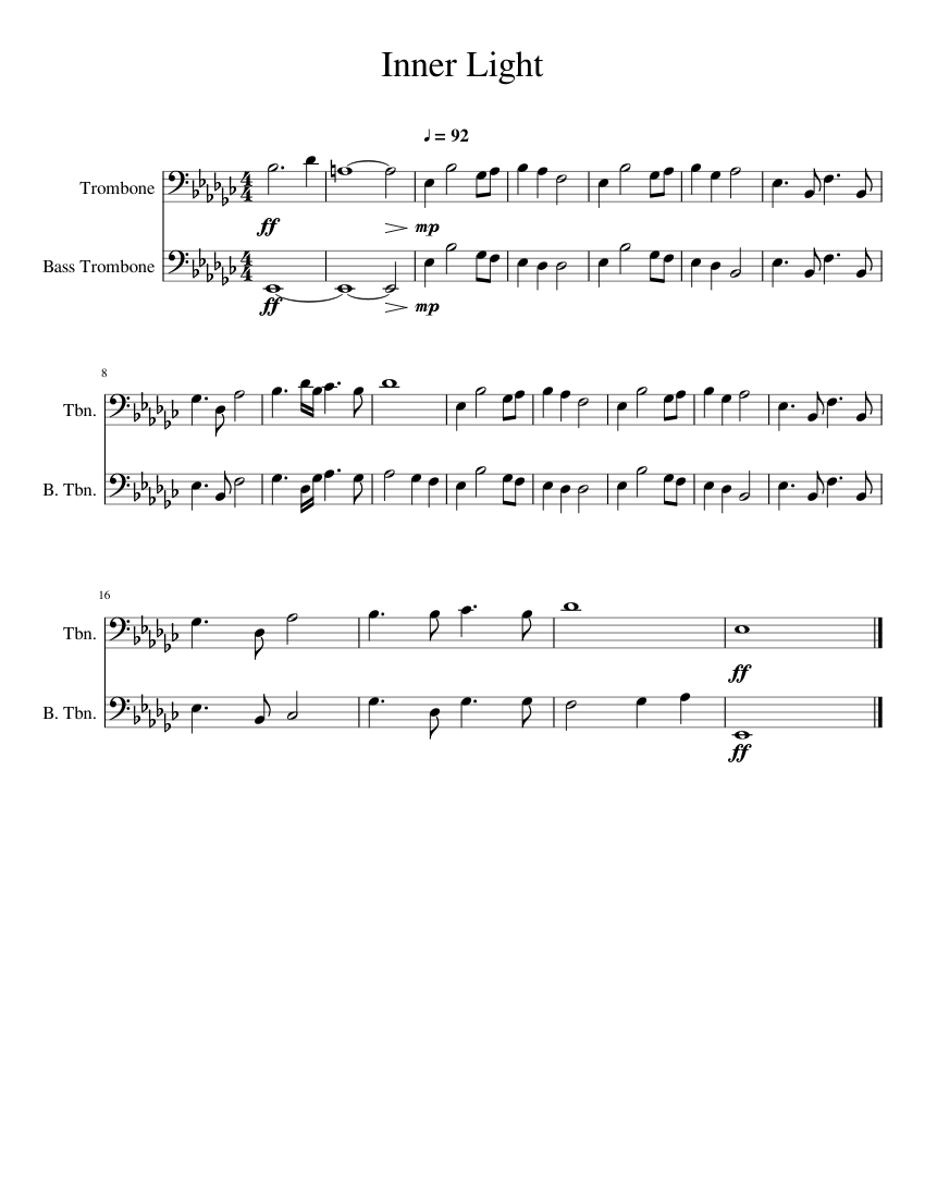 Inner Light Sheet music for Trombone, Trombone bass (Brass Duet ...