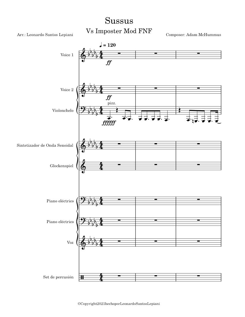 Sussus FNF Mod Sheet music for Piano, Vocals, Glockenspiel, Violin ...