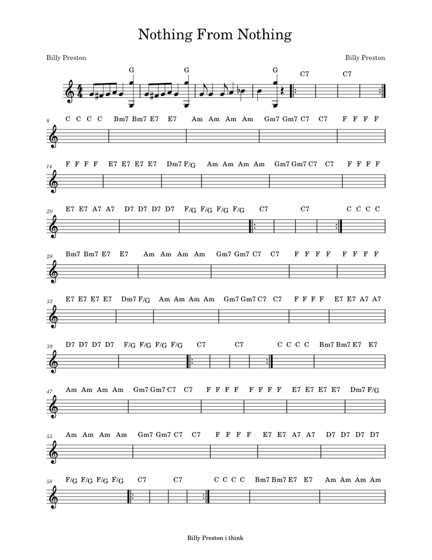 Nothing from nothing – Billy Preston Nothing From Nothing Sheet Music ...