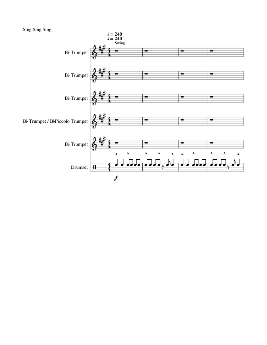 Sing Sing Sing trumpet quintet Sheet music for Trumpet other (Mixed ...