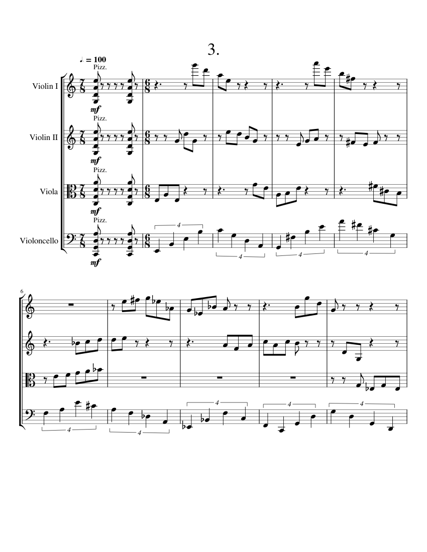 Five Preludes for String Quartet (2020) - 3 Sheet music for Violin ...
