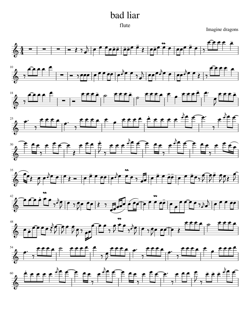 bad liar Sheet Music for Flute (Solo) | MuseScore.com