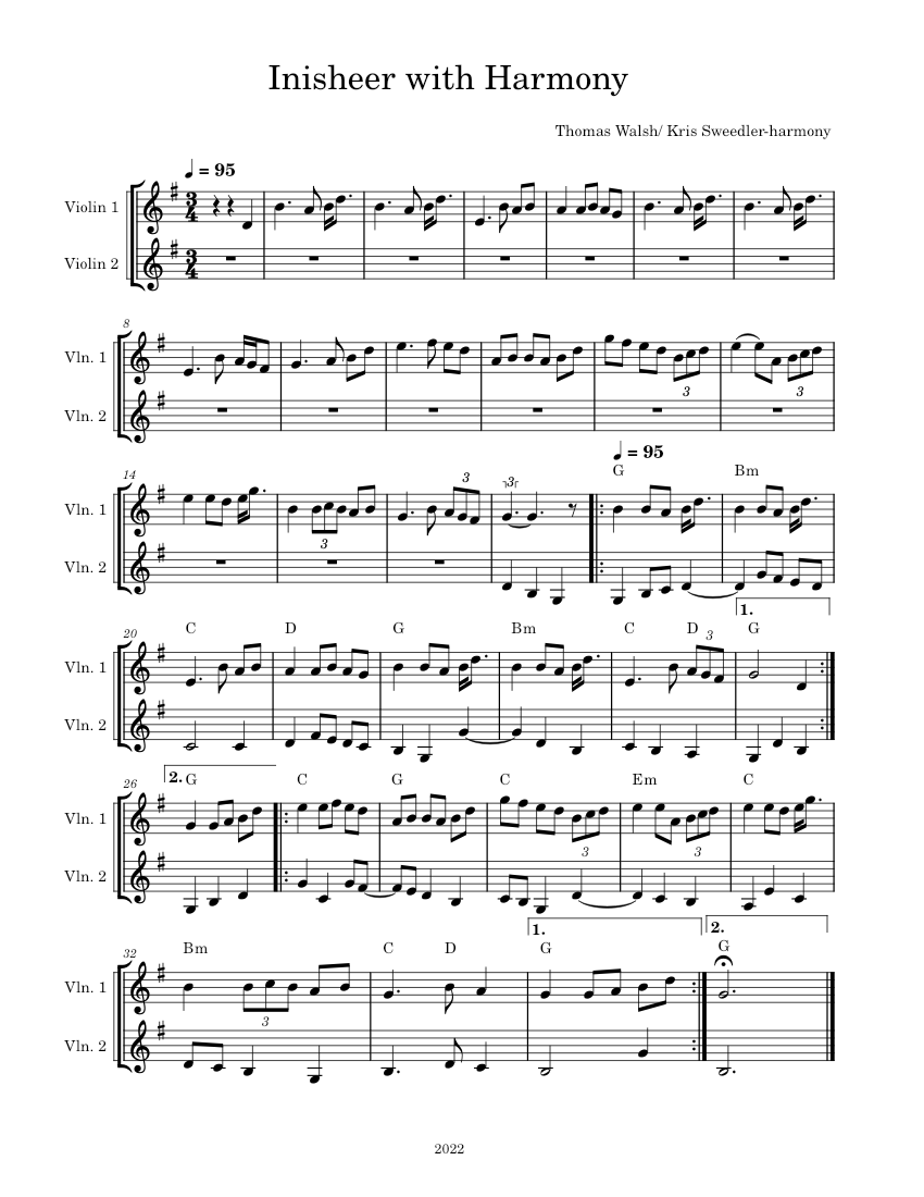Inisheer – Misc tunes Sheet Music with Chords for Violin (Mixed ...