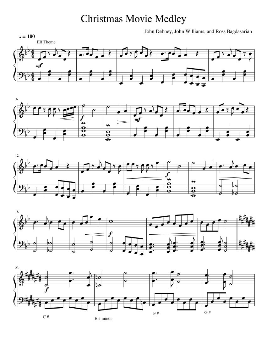 Christmas Movie Medley Sheet Music for Piano (Solo) | MuseScore.com
