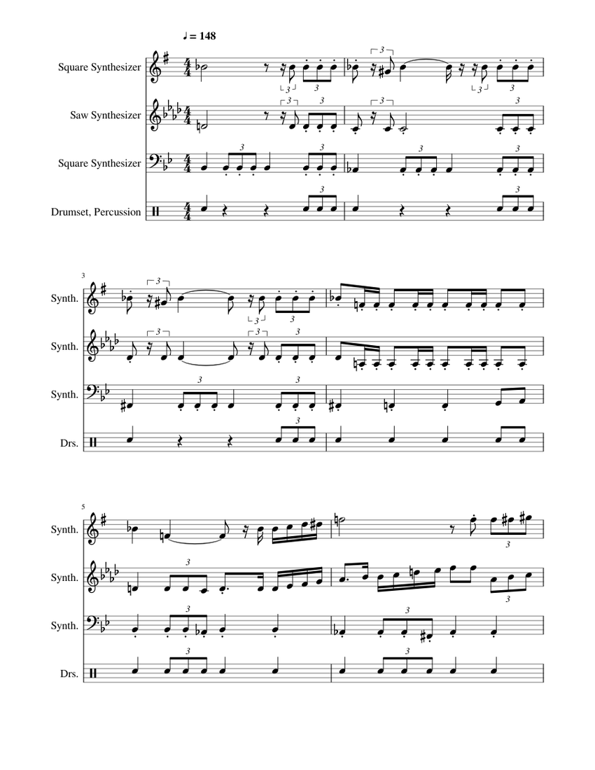 Legend of Zelda Overworld Theme Sheet music for Drum group, Synthesizer ...