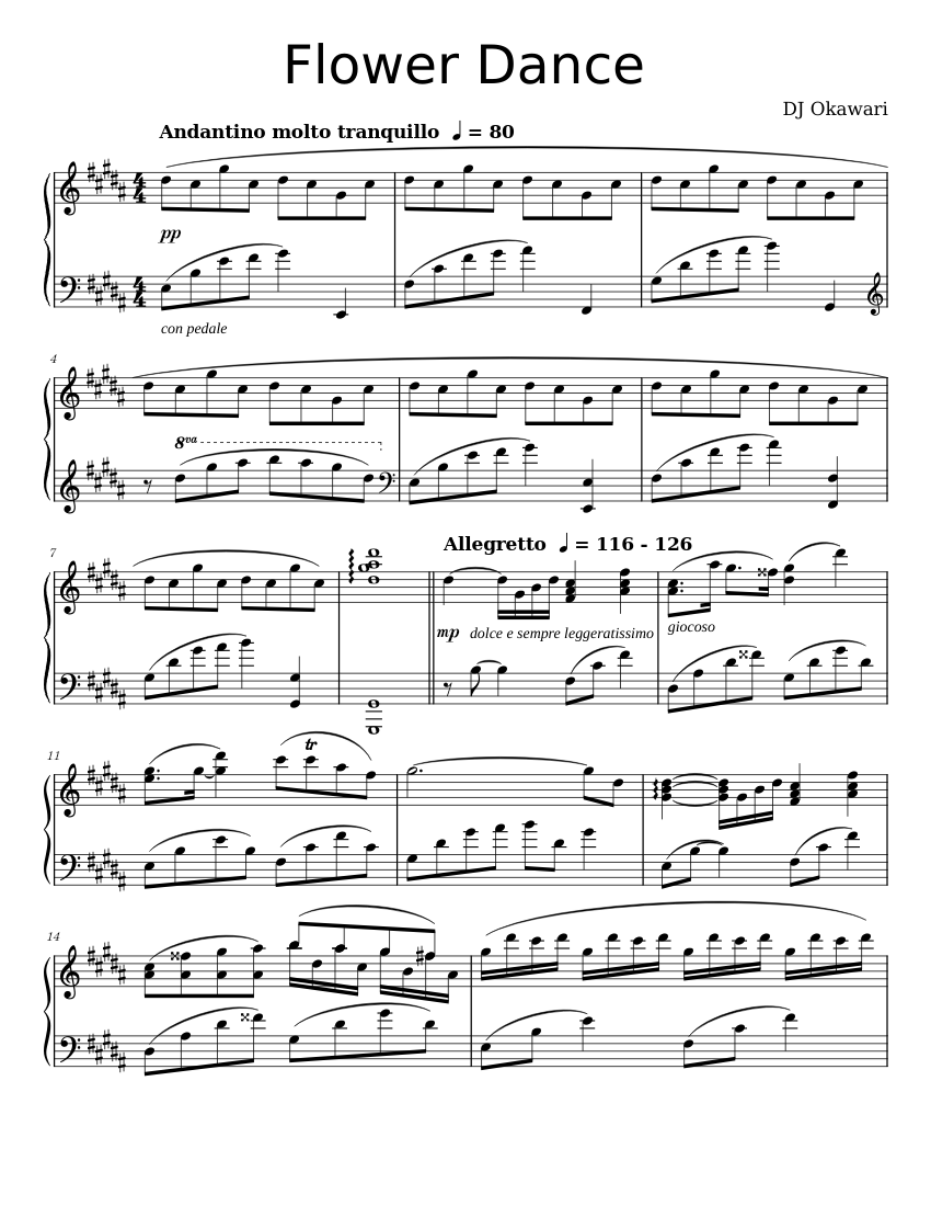 Flower Dance (Piano Solo) Sheet Music for Piano (Solo) | MuseScore.com