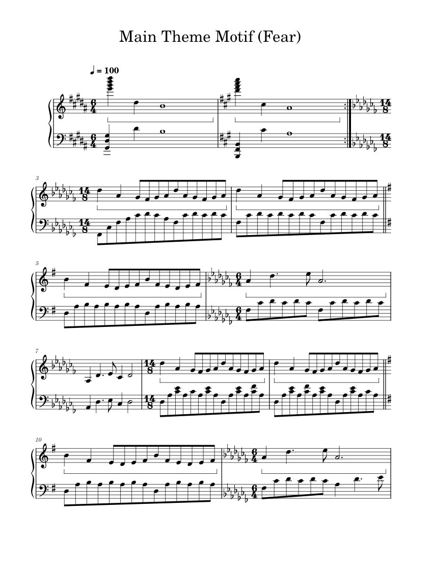 Main Theme Motif (Fear) – Hoshi Katsu Main_Theme_Motif_(Fear) Sheet ...