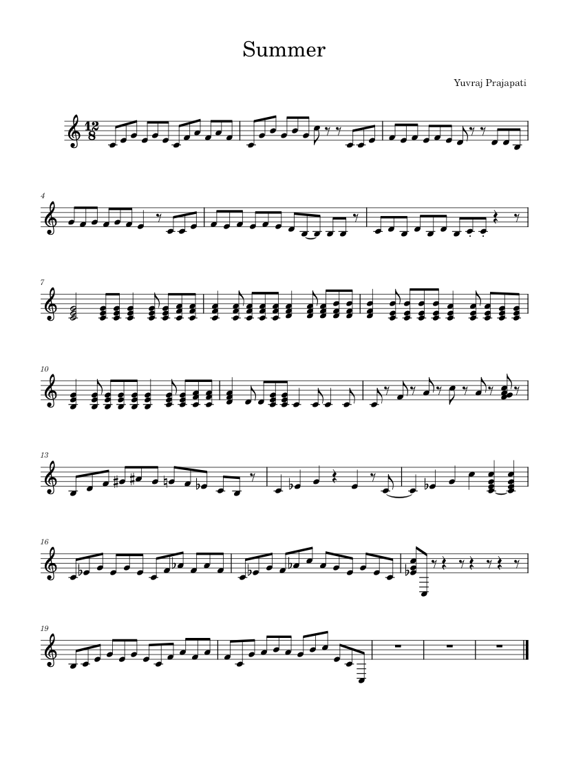 Summer Sheet music for Piano (Solo) Easy | Musescore.com