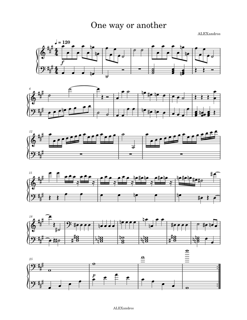 One way or another Sheet Music for Piano (Solo) | MuseScore.com