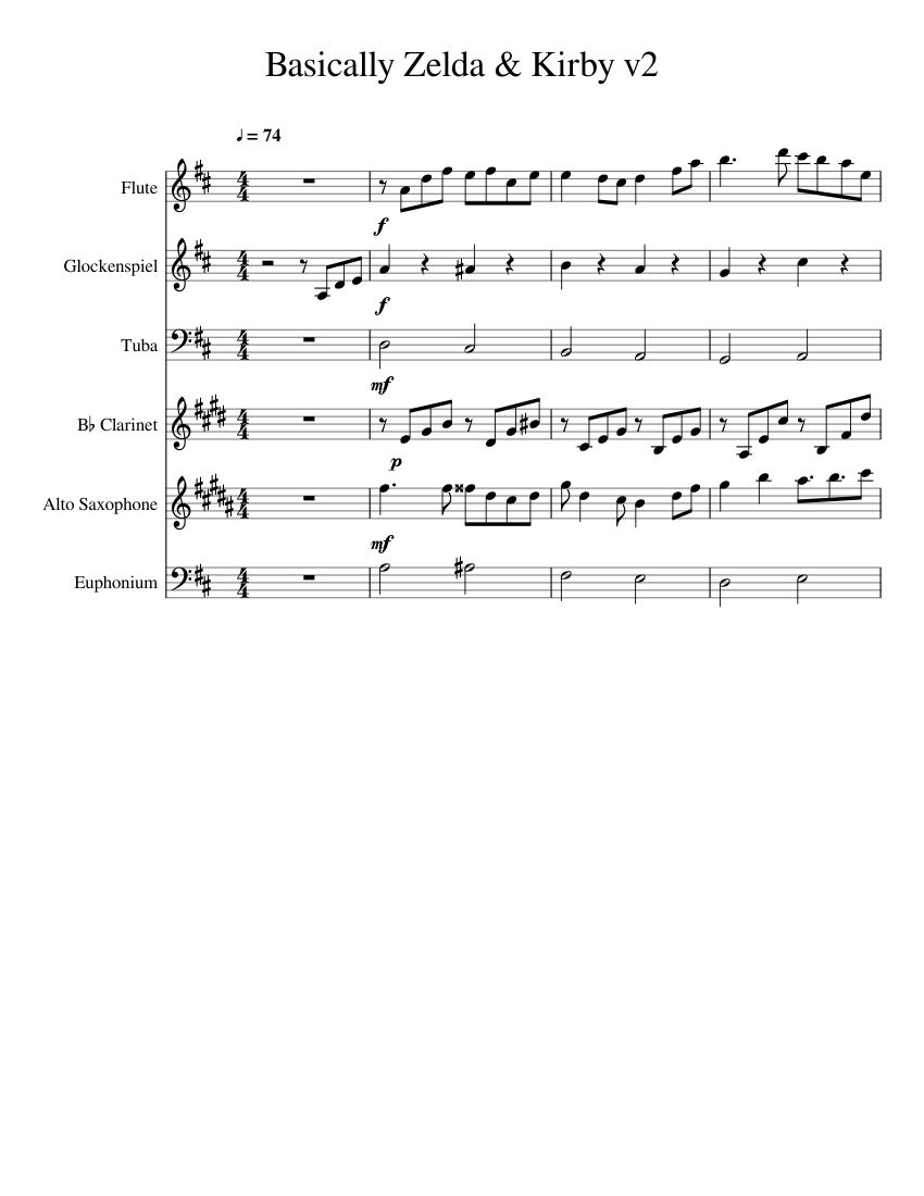 Basically Zelda & Kirby v2 Sheet music for Euphonium, Tuba, Flute ...