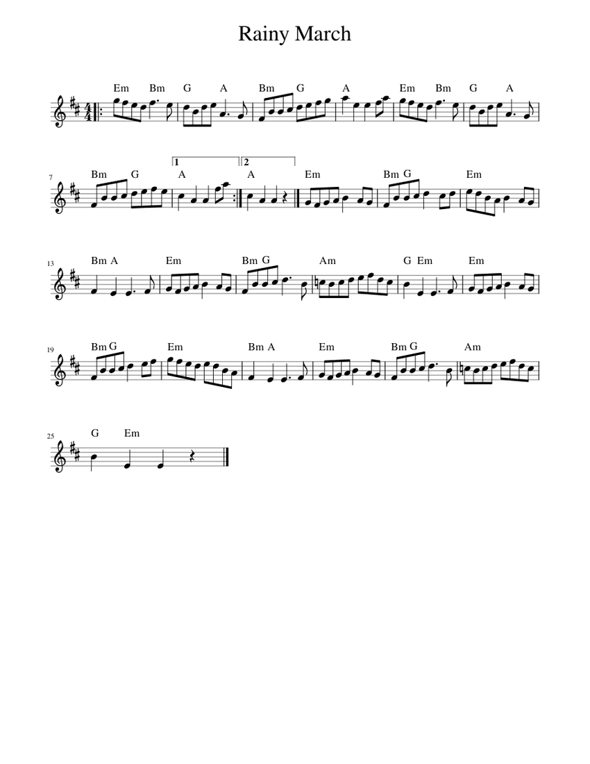 Rainy March Sheet music for Piano (Solo) Easy | Musescore.com