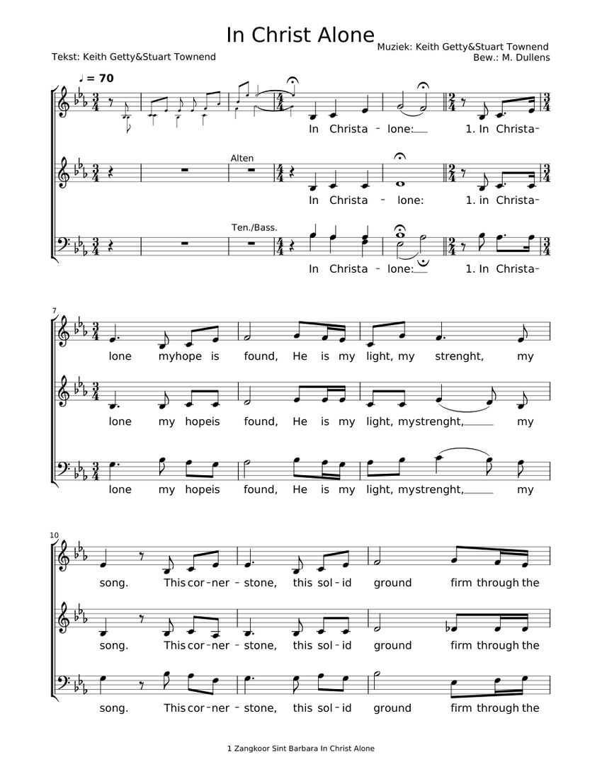 In Christ Alone_koorpartituur Sheet music for Soprano, Alto, Bass voice ...