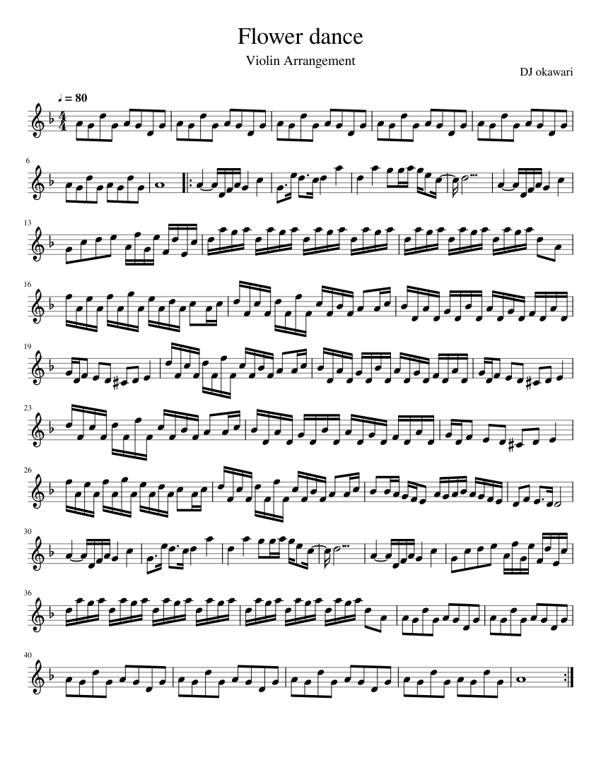 Flower dance Sheet Music for Violin (Solo) | MuseScore.com
