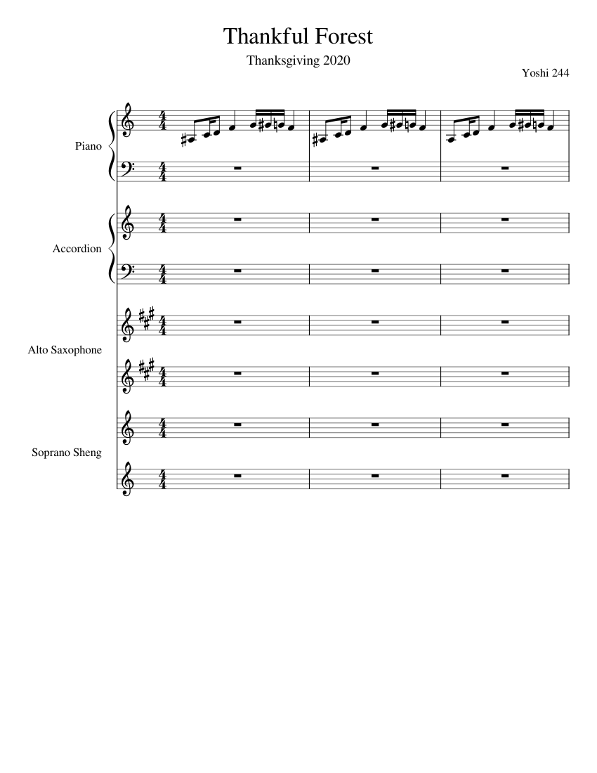 Thankful Forest Sheet music for Piano, Accordion, Saxophone alto ...